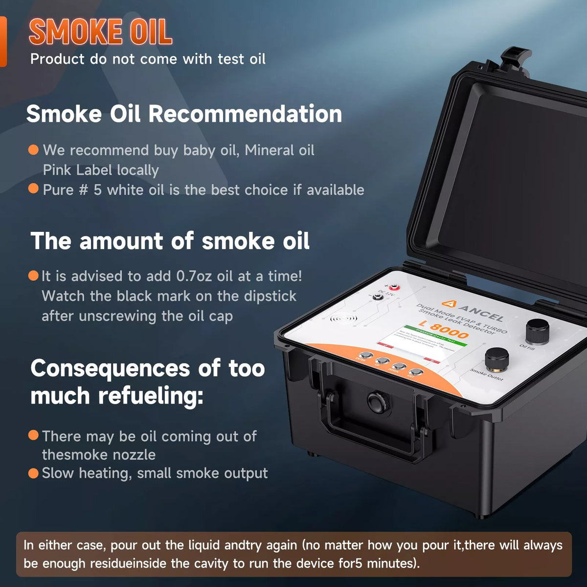 ANCEL L8000 EVAP Turbo Smoke Machine Dual Mode Leak Tester Diagnostic ...