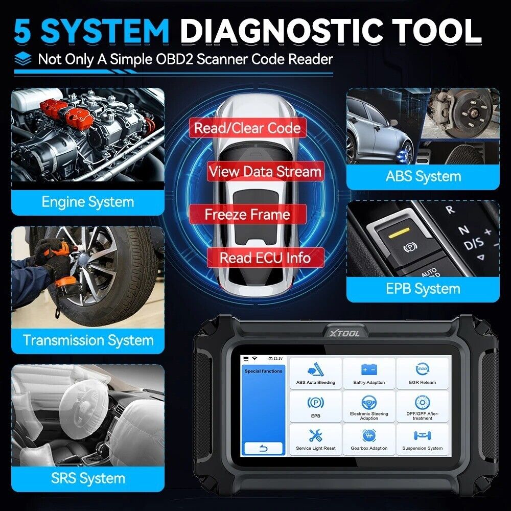 XTOOL D5S Car Diagnostic Tool Gearbox ABS EPB SRS Engine System Scanne ...