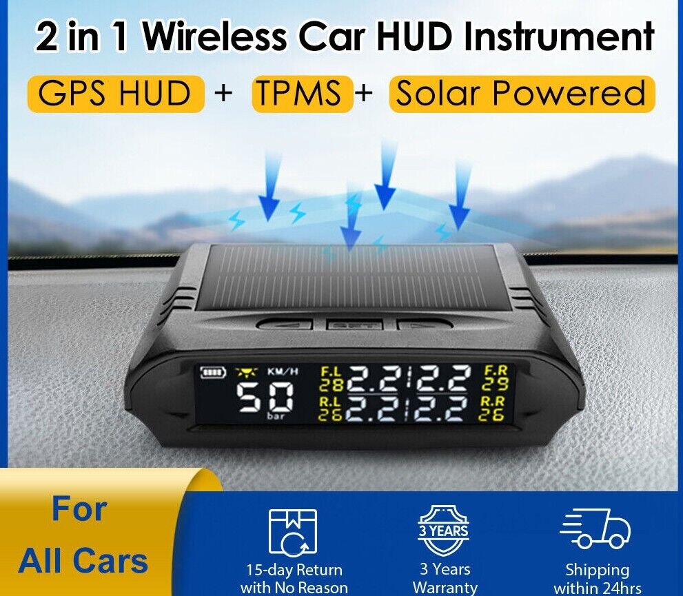 Vjoycar Newest Wireless Solar Power 2 in 1 Car HUD GPS Speedometer ...