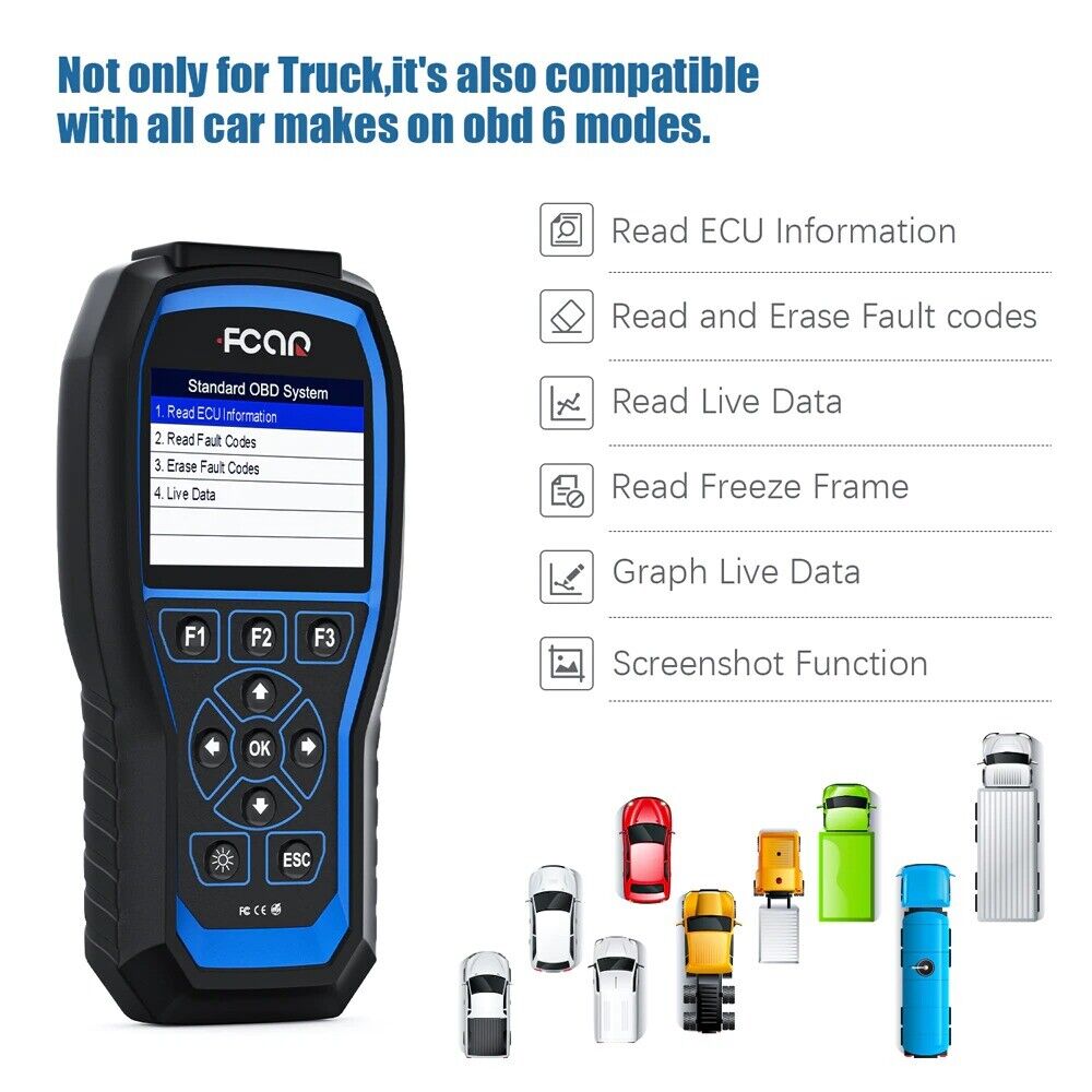 FCAR F506 Car Diagnostic Tools Full System Code Reader Truck OBD Diese ...