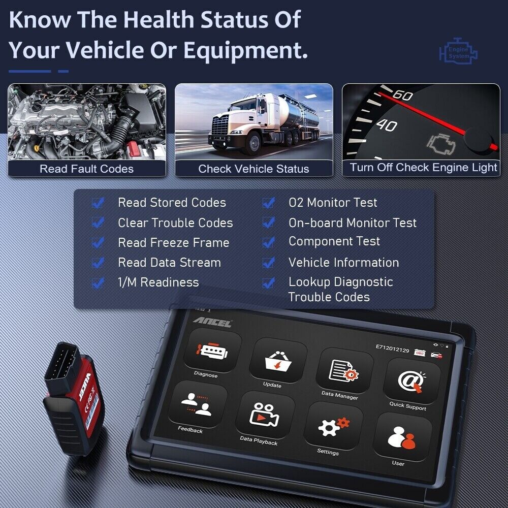 Ancel X6 HD OBD2 Scanner Heavy Duty Truck Diagnostic Scanner Tool Full ...