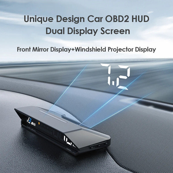 Car OBD2 HUD Stand Plus Windshield Projector Dual Dislay Screen Fuel C ...