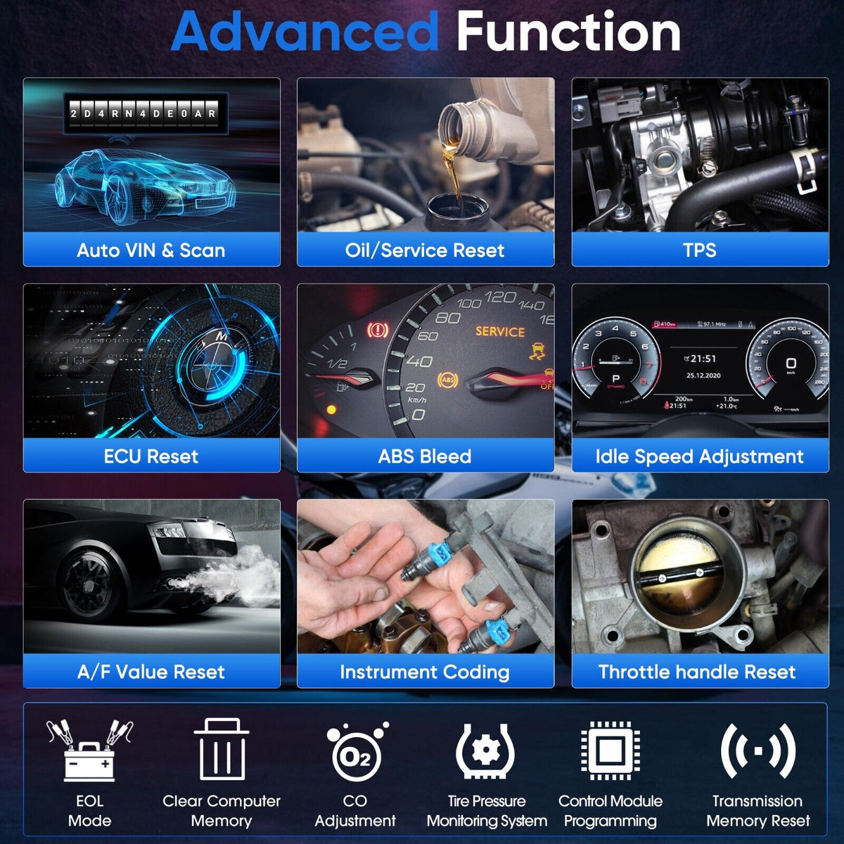 ANCEL MT700 Motorcycle Full System Diagnostic Tool OBD2 Scanner ABS TP ...