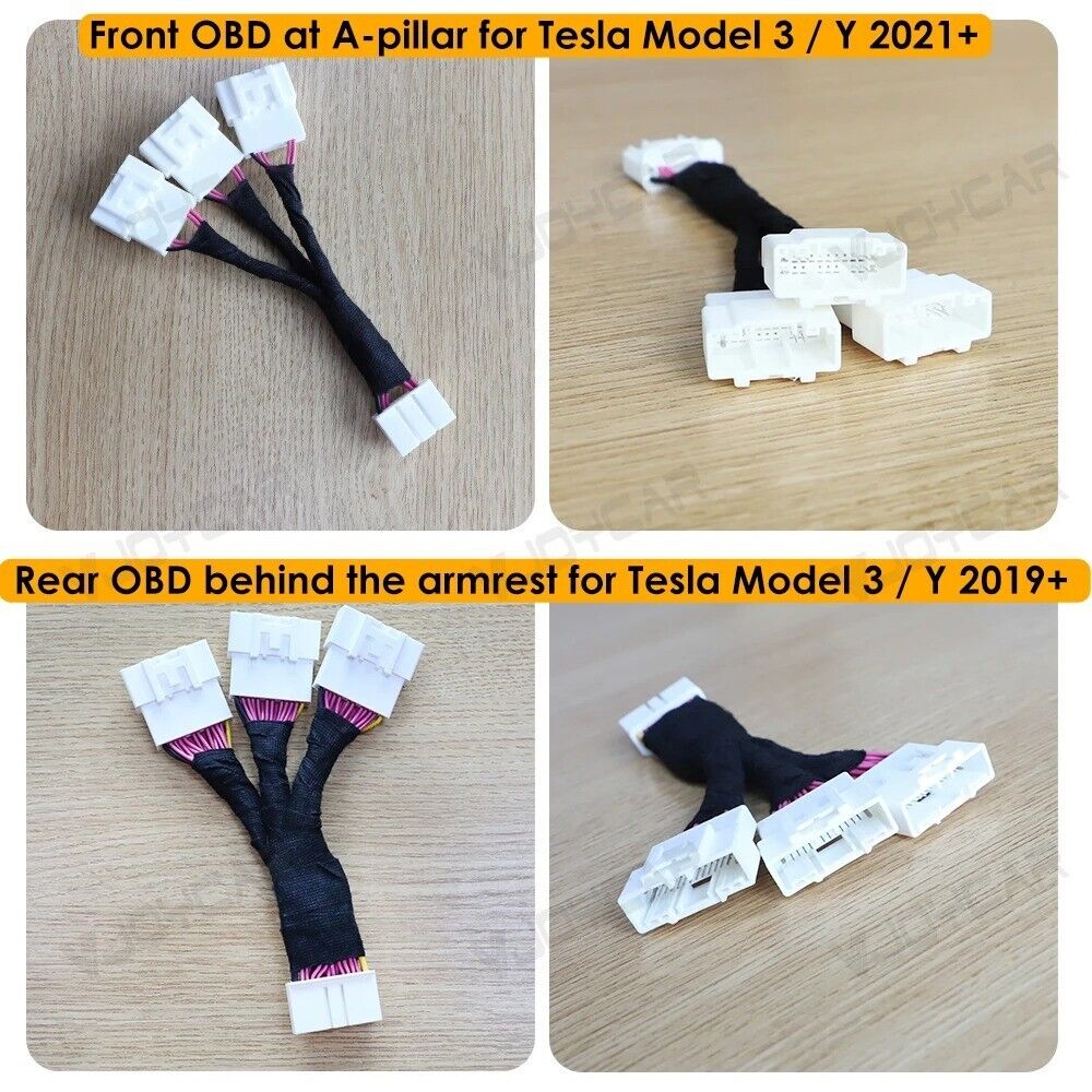 Tesla Customized Front and Rear OBD Splitter 1-to-3 OBD CAN Socket Plu ...