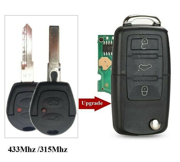 Fits VW/VolksWagen 315Mhz / 433Mhz Complete Transponder Remote Key ...