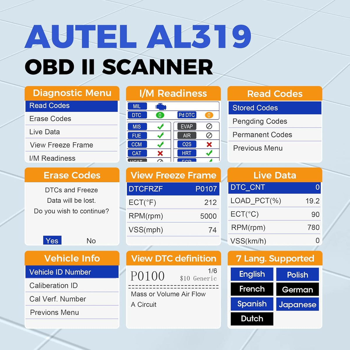 Autel OBD2 Scanner Read & Reset Engine Codes, Live Data – Auto Lines ...